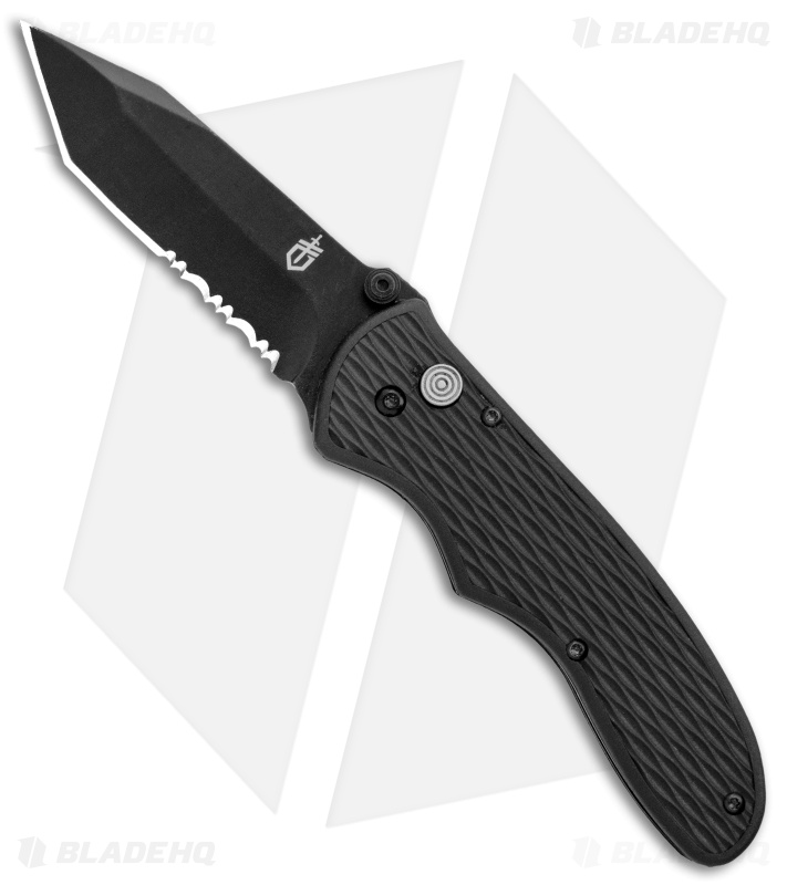 Gerber FAST Draw Tanto Knife Assisted Opening (3" Black Serr) - Blade HQ