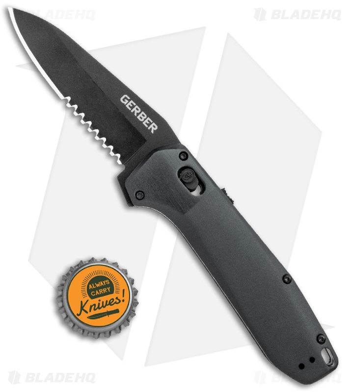 Gerber Highbrow Assisted Opening Knife | Black + Serr | Blade HQ