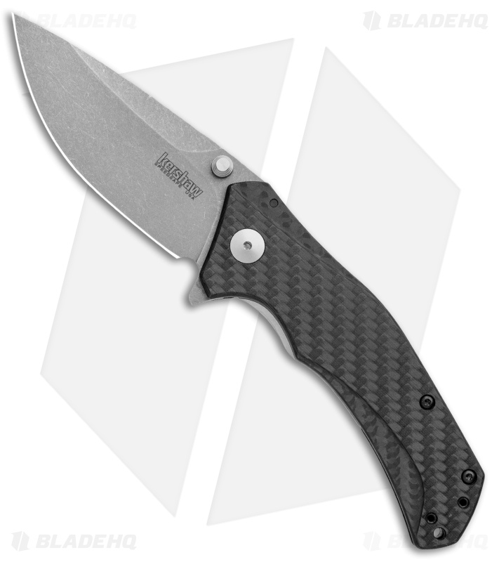 Kershaw Knockout Assisted Opening Knife Carbon Fiber (3.25" SW M390 ...