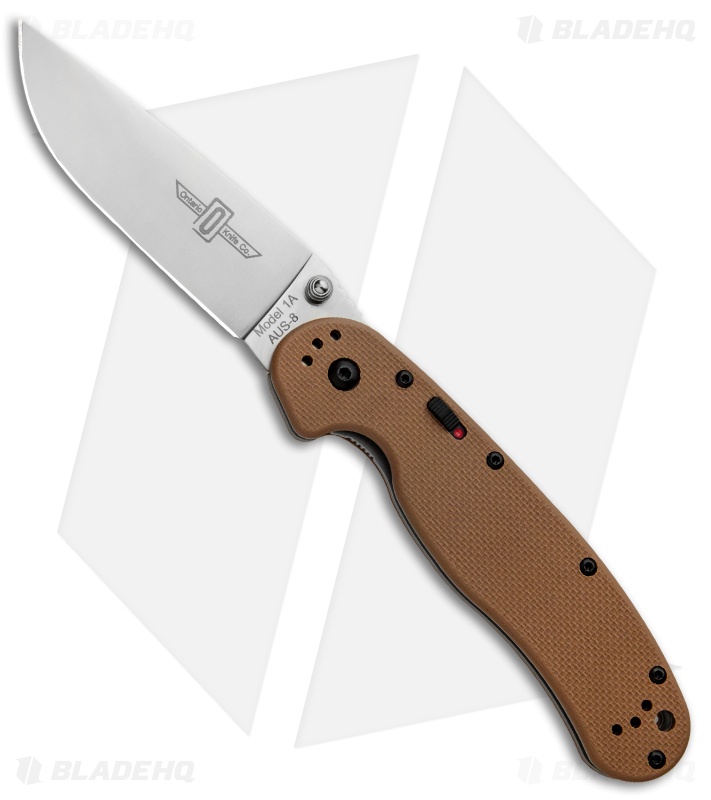 Ontario RAT Model 1A | Spring Assisted Knife | Coyote Brown G-10