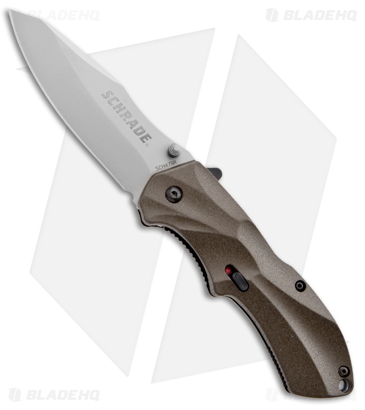 Schrade SCHA7BR Clip Point Spring Assisted Knife Brown (3.25" Bead ...