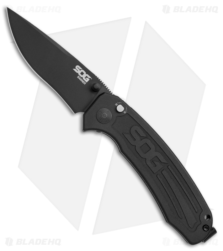 SOG Banner - Spring Assisted Knife | Blacked Out | Blade HQ