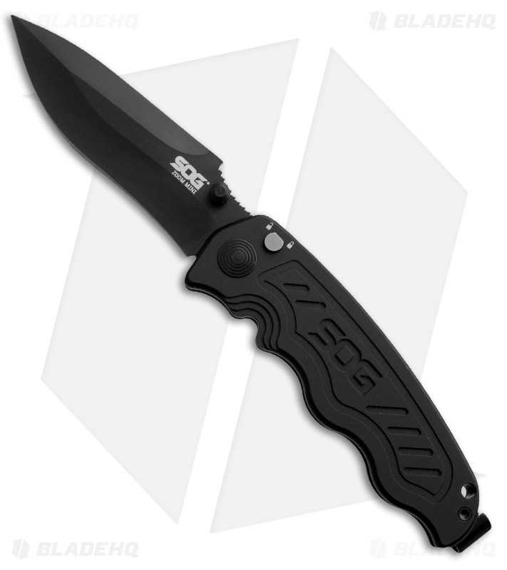 SOG Zoom Mini Drop Point Spring Assisted Knife (3.125" Black) ZM1002 ...