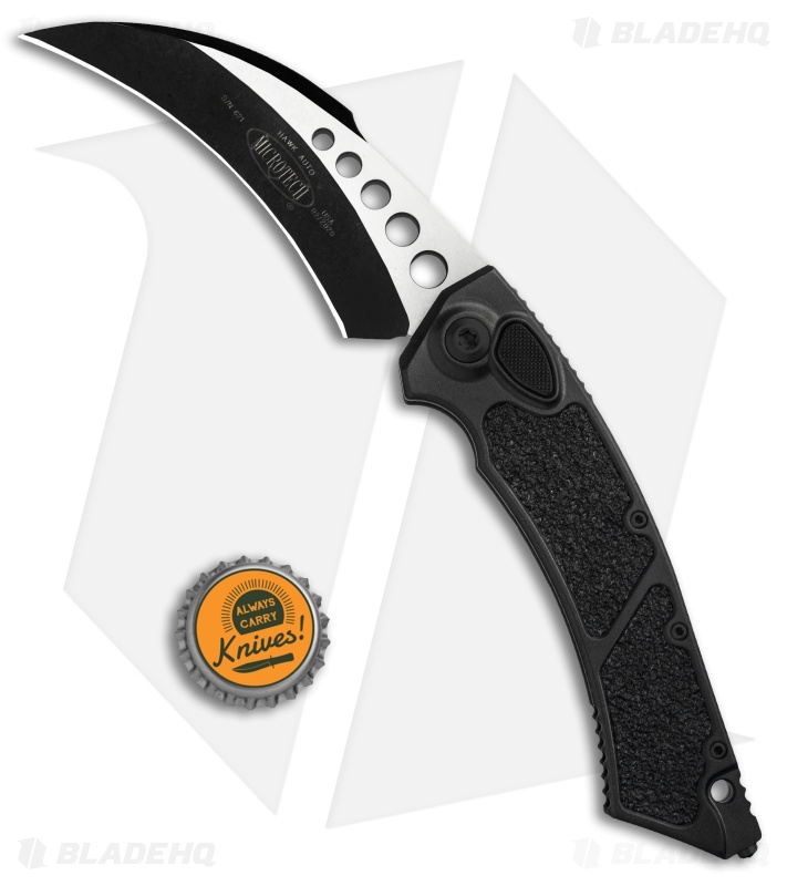 Microtech Hawk Automatic Knife | Two Tone Black | Blade HQ