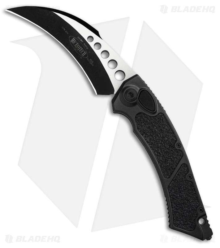 Microtech Hawk Automatic Knife | Two Tone Black | Blade HQ