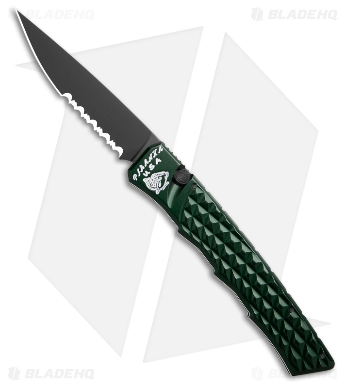 Piranha Crossfire Auto Knife Green Al Black Serr P-23GTS