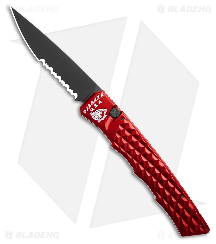 Piranha Crossfire Automatic Knife Red Al Black Serr P-23RTS