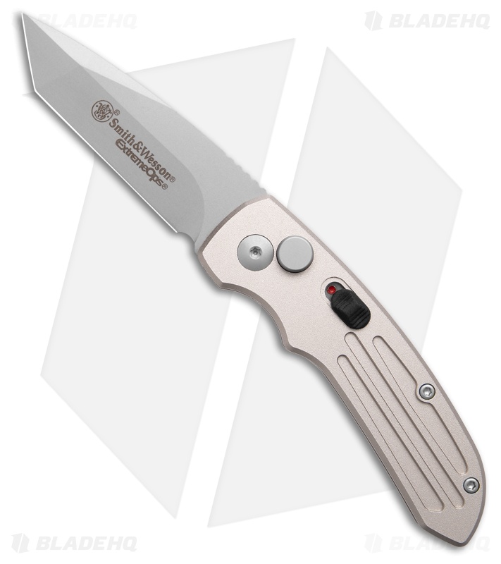 Smith & Wesson Extreme Ops OTF Knife Gray Aluminum Tanto Satin
