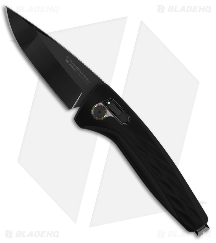 SOG One-Zero AU Automatic Knife | Black Al/ Black Chrome - Blade HQ