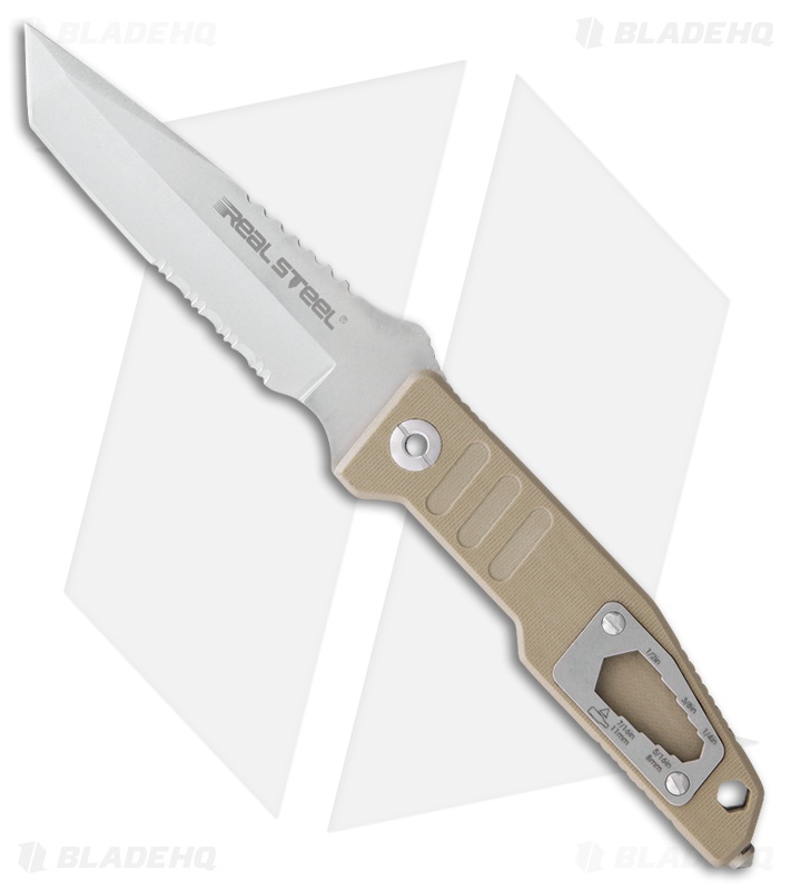 Real Steel T99T Tanto Fixed Blade Knife Coyote Tan G-10 (4.6" Stonewash ...