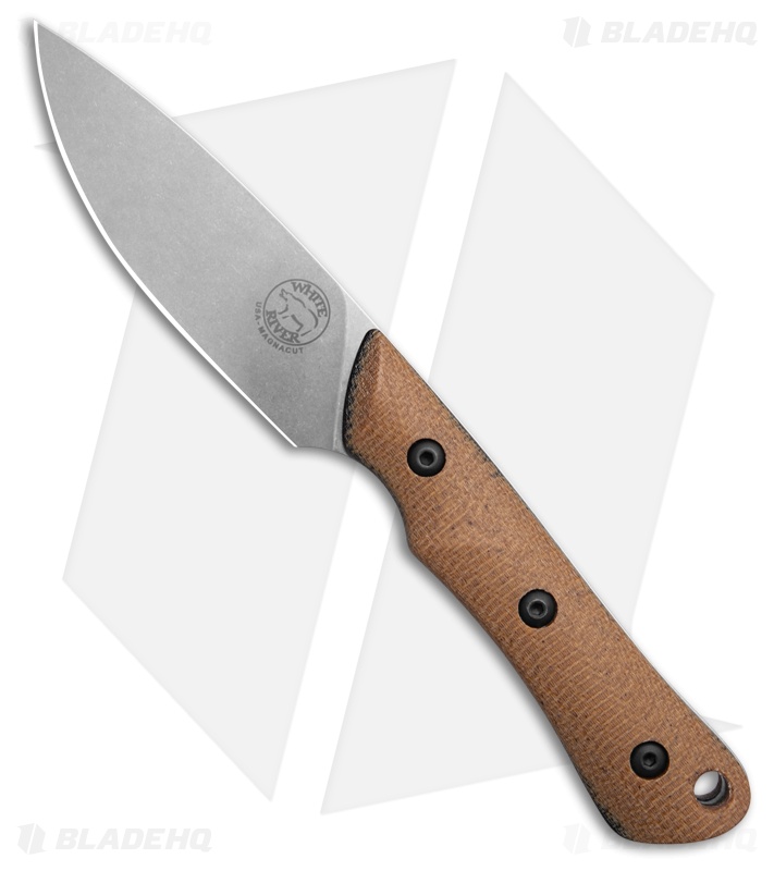 White River Brave Fixed Blade Knife Natural Canvas Micarta/Blk Liners