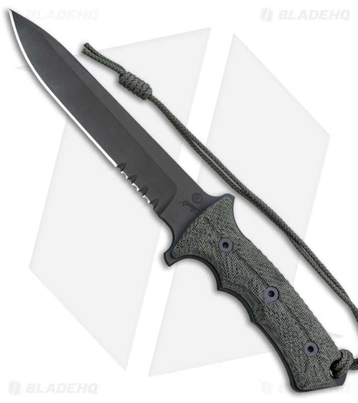 Chris Reeve Knives Green Beret Fixed Blade Knife (7" Black Serr) - Blade HQ