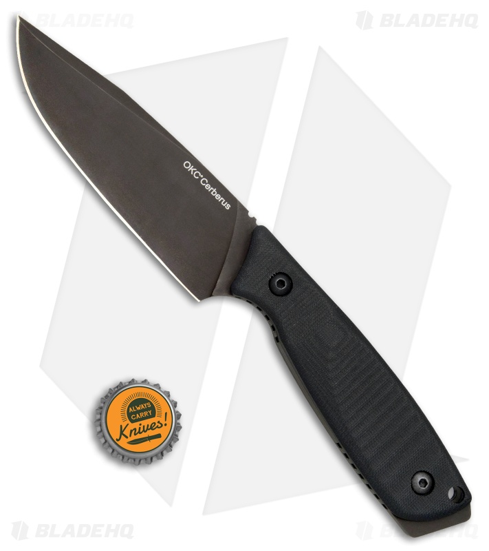 Ontario OKC Cerberus Fixed Blade Knife w/ Nylon Sheath (4.8" Black ...