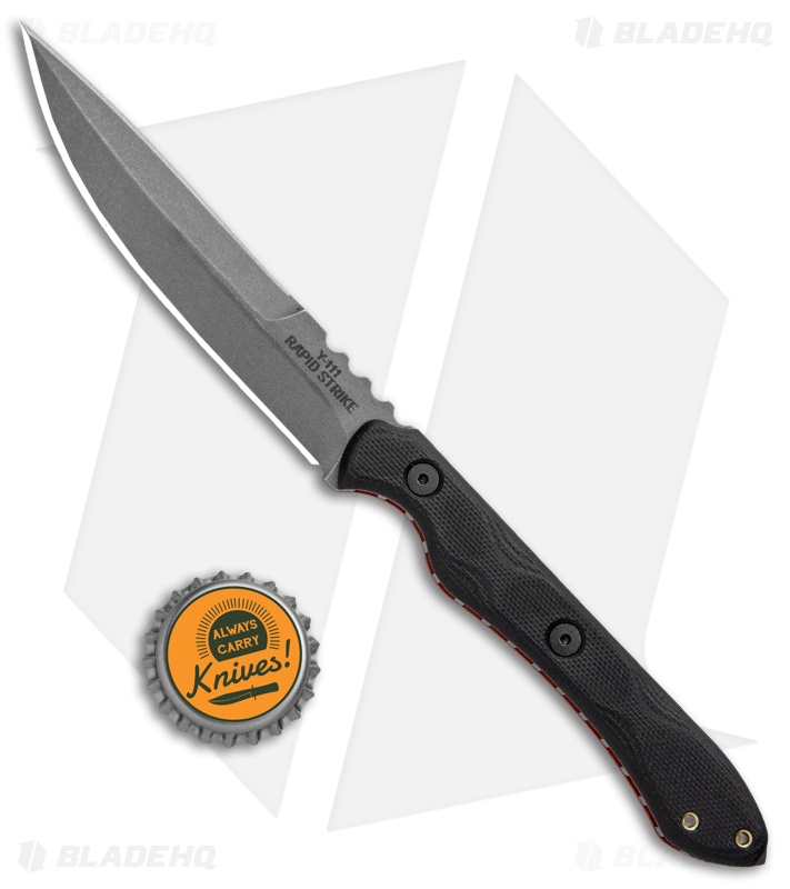TOPS Knives Rapid Strike - Fixed Blade Knife | Black + Double Edge