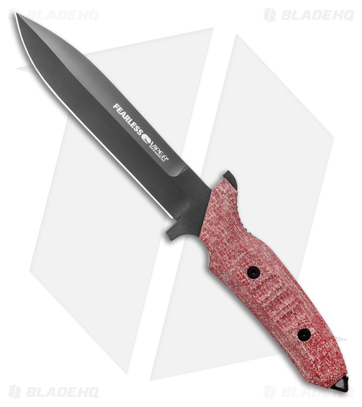 Viper Knives Fearless Fixed Blade Knife Red Micarta (6" Black) - Blade HQ