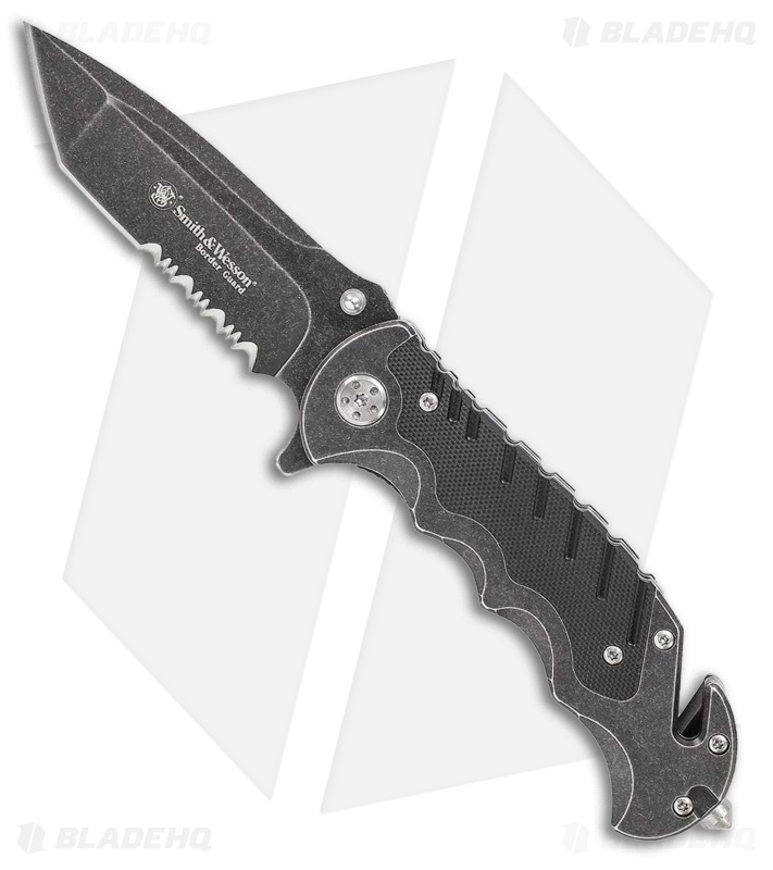 Smith & Wesson Border Guard Tanto Folding Knife (4.5" Black Serr ...