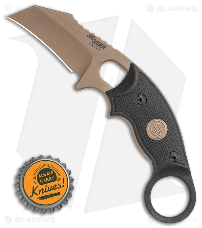 Hogue | EX-F03 Hawkbill Karambit Knife FDE | Black G-10 | Blade HQ