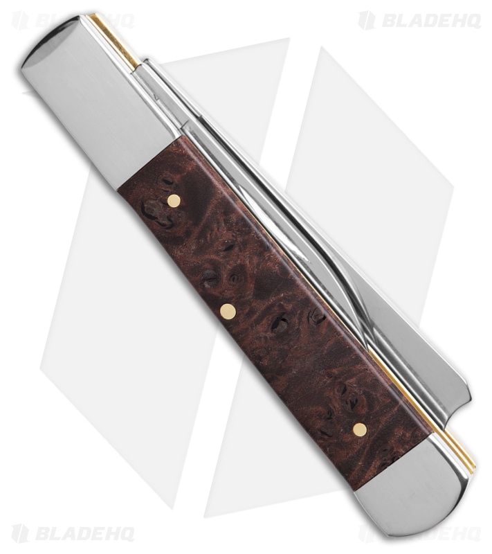 Case Razor Knife Brown Maple Burl Wood Polished SS