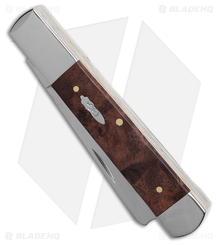 Case Razor Knife Brown Maple Burl Wood Polished SS