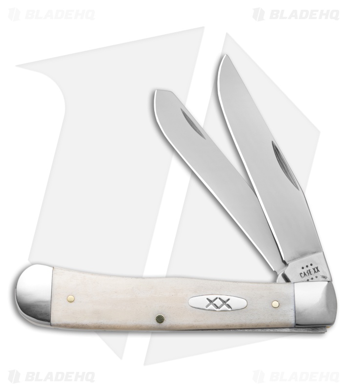 Case Trapper Pocket Knife White Bone Satin Stainless Steel
