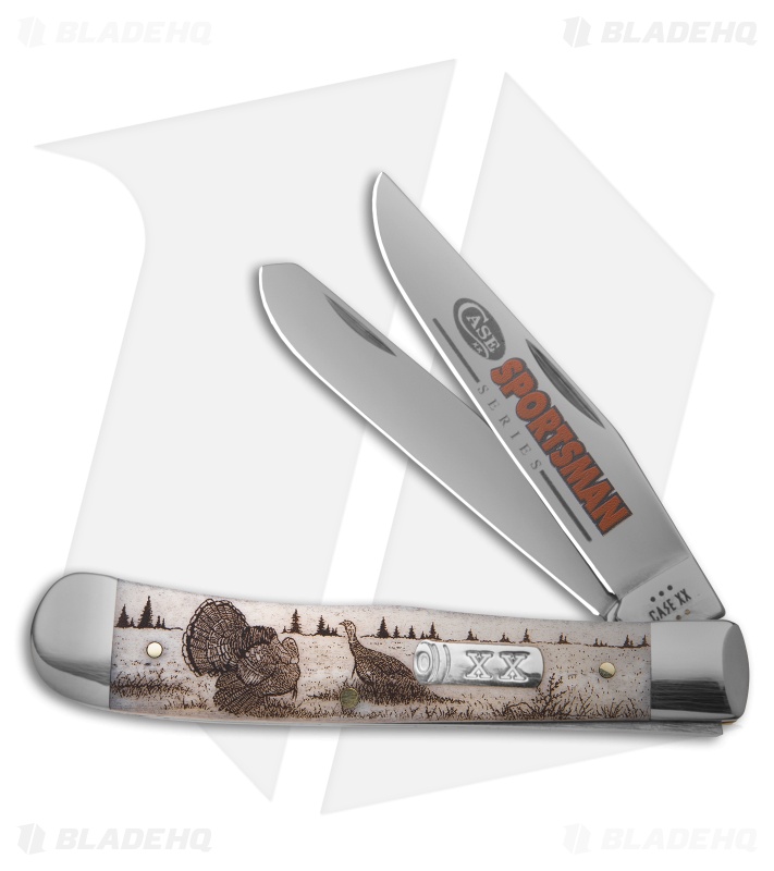 Case Pocket Knife Natural Bone Trapper Hunter Turkey 6254 SS