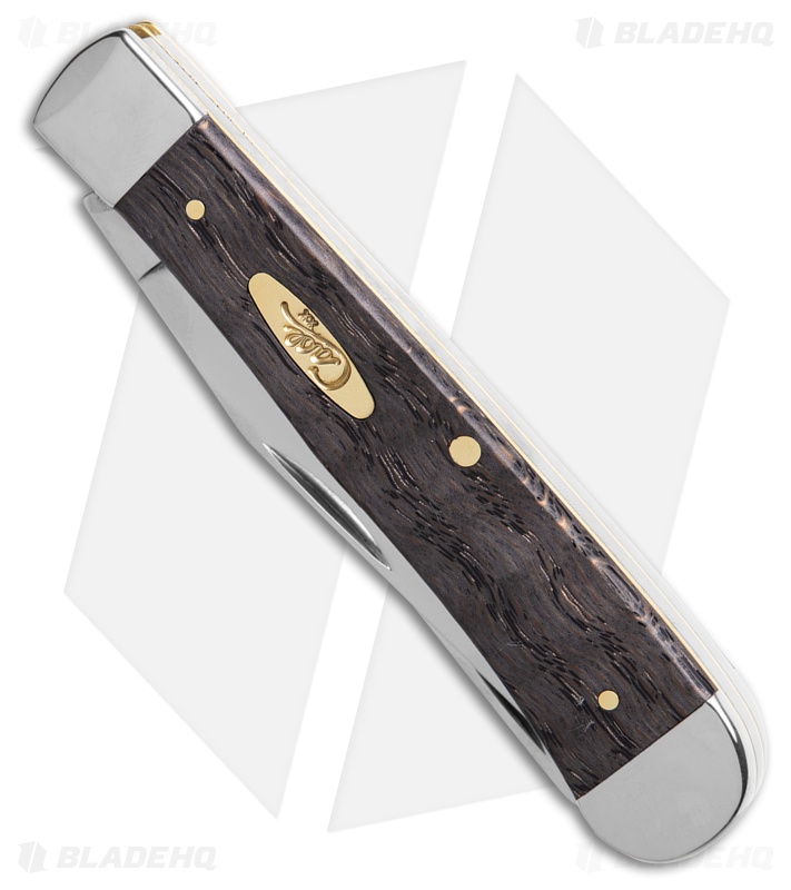 Case Trapper Pocket Knife Black Curly Oak Wood Polished SS