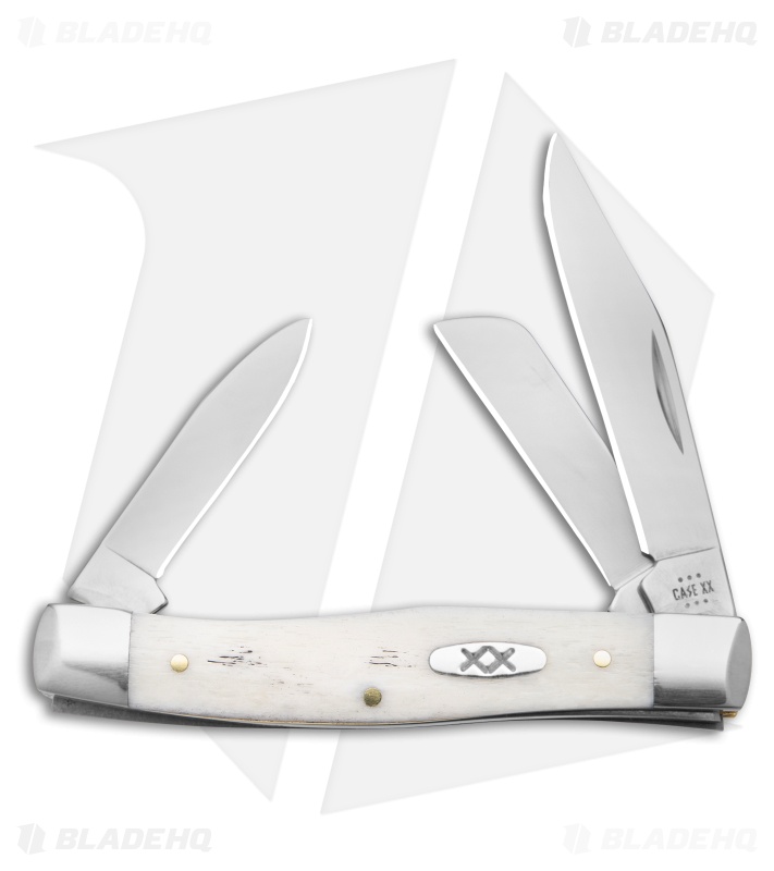 Case Medium Stockman Knife Smooth Natural Bone Mirror-Polish