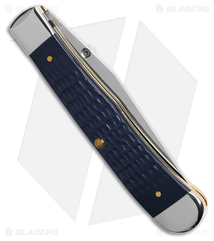 Case Knives USMC TrapperLock Knife 4.125" Jigged Blue Delrin