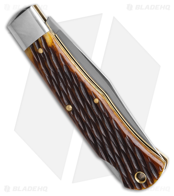 GEC Tidioute Missouri Trader Lockback Knife Yellow Jigged Bone