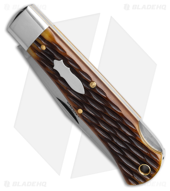 GEC Tidioute Missouri Trader Lockback Knife Yellow Jigged Bone