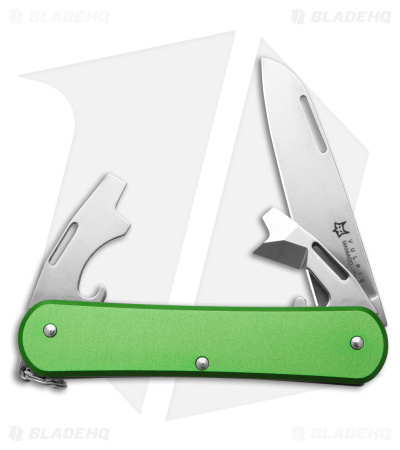 Fox Vulpis 3-in-1 Knife Green Alum (2.2" Polish) - Blade HQ