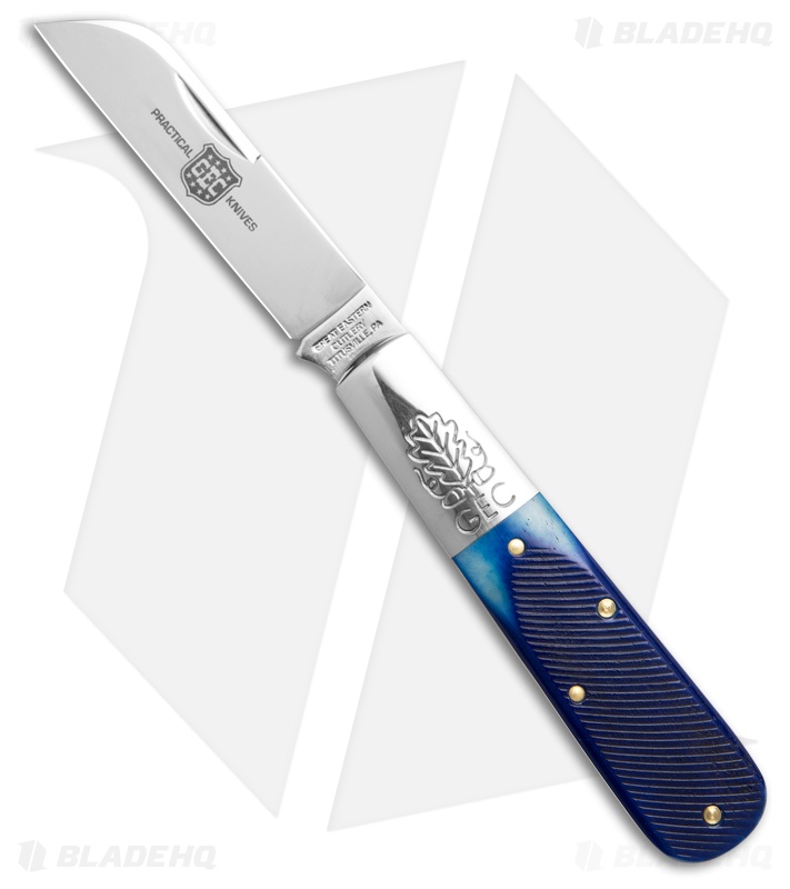 GEC Two Acorn Barlow Knife Navy Blue Sawcut Bone