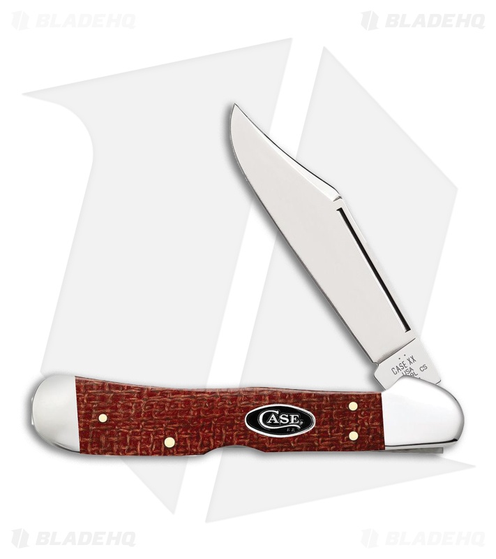 Case Knives CopperLock Knife Dark Red Burlap Micarta