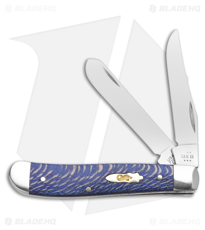Case Knives Mini Trapper Knife Blue Sycamore Wood