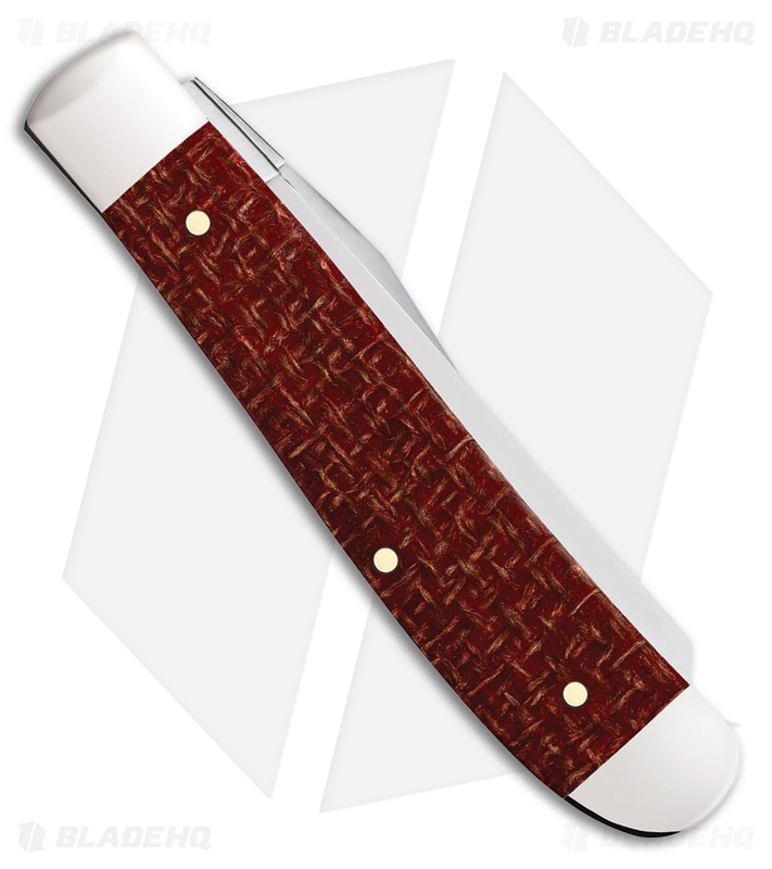 Case Knives Mini Trapper Knife Dark Red Burlap Micarta