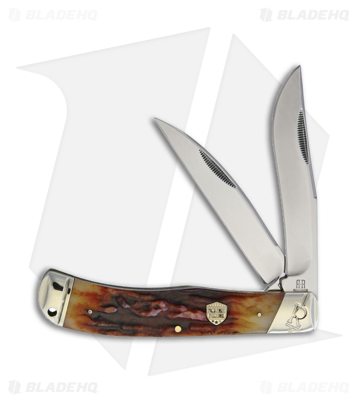 Rough Rider Jumbo Trapper Traditional Pocket Knife 5" Brown Stag Bone ...