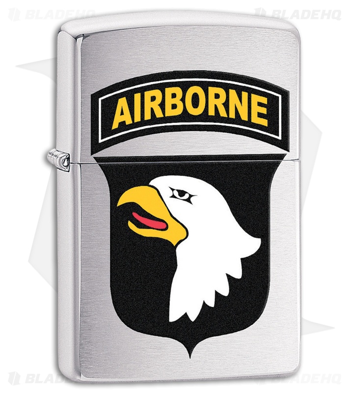 Zippo Lighter US Army 101st Airborne (Bushed Chrome) 11597 - Blade HQ