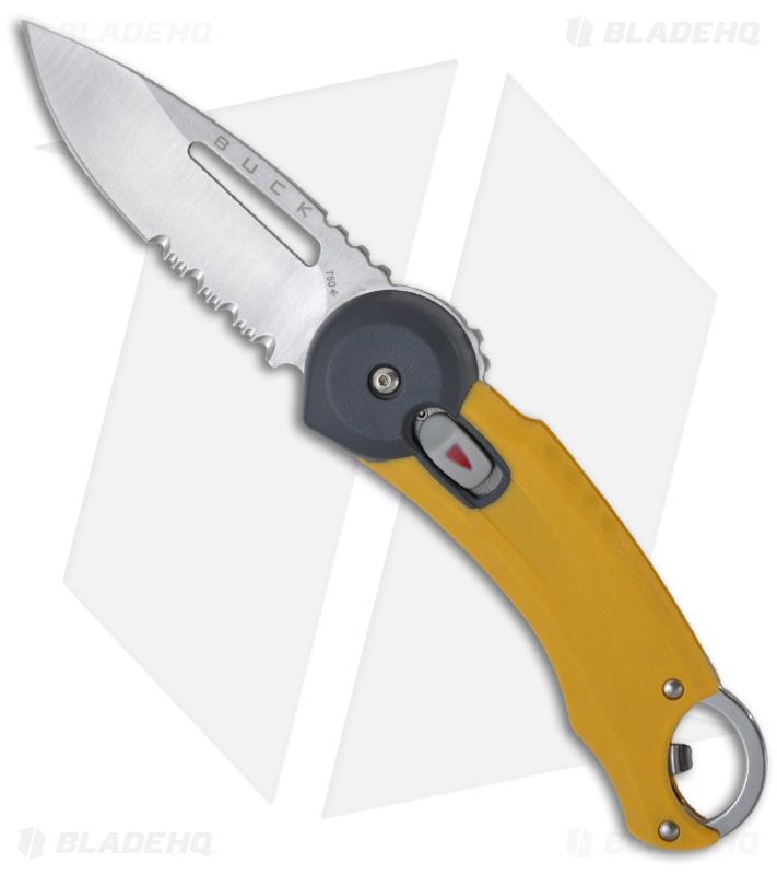 Buck Redpoint Button Lock Knife Yellow (2.75" Satin Serr) 0750YWX ...