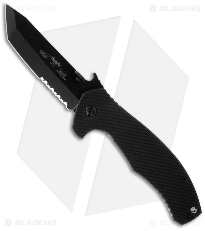 Emerson Roadhouse BTS Black G-10 Folding Knife (3.8" Black Serr) - Blade HQ
