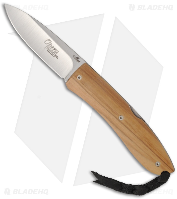 LionSteel Opera Knife Olive Wood (3" Satin Plain) 8800 UL - Blade HQ