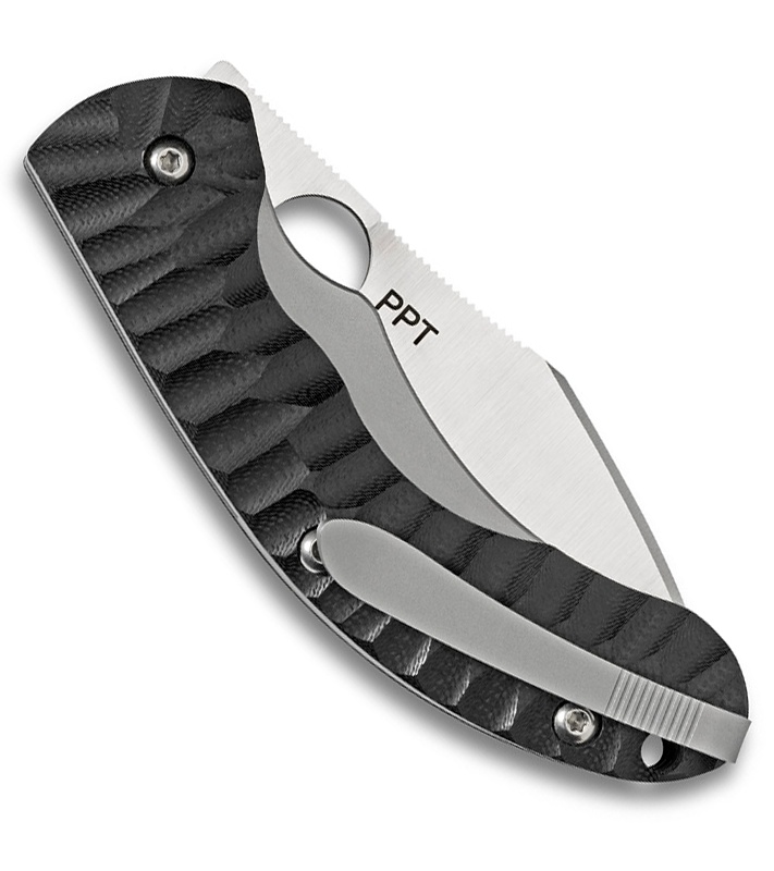 Spyderco Perrin PPT Folding Knife Black Corrugated G-10 (3.16" Satin ...