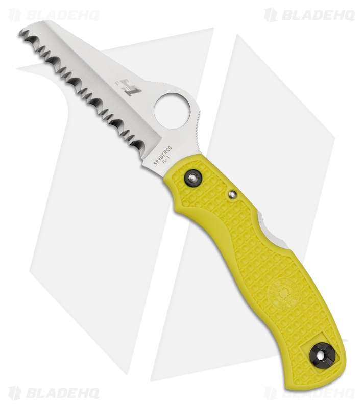 Spyderco Saver Salt Knife C118SYL Yellow FRN (3.09" Satin Serr) - Blade HQ