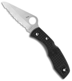 Spyderco Salt I Black FRN Folding Knife (3" Satin Serr) C88SBK - Blade HQ