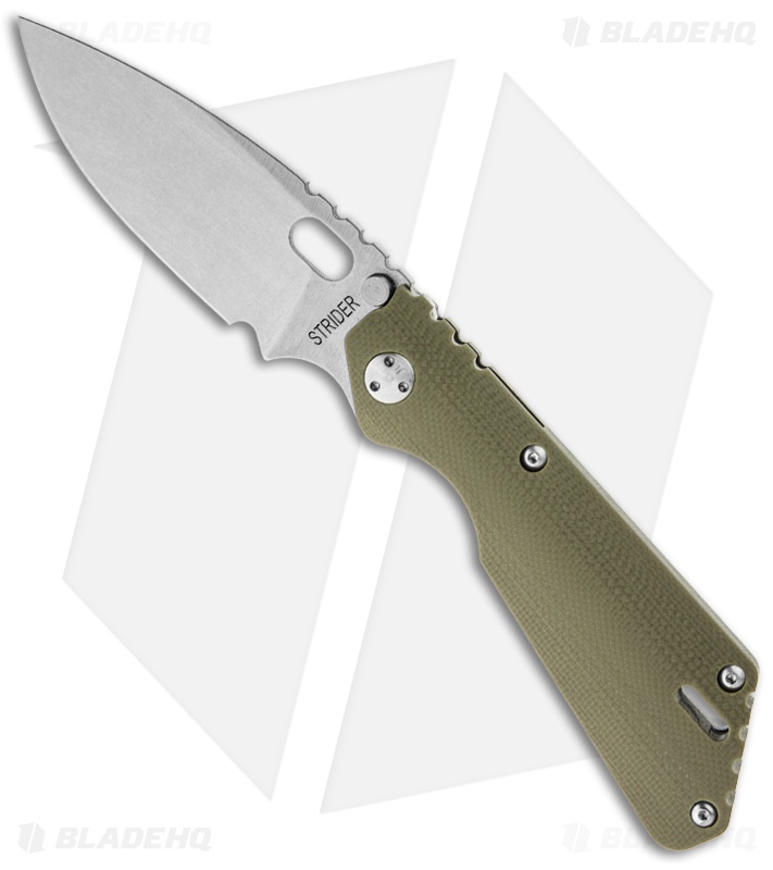 Strider Knives PT-CC Green G-10 Folding Knife (2.75" Stonewash Plain ...