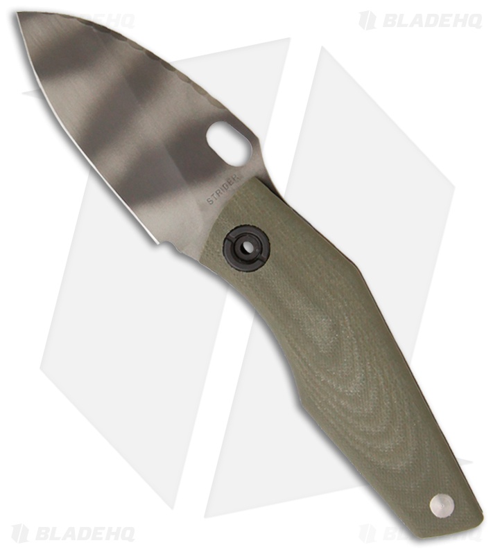 Strider SJ75 Mini Titanium Framelock Knife w/ Green G10 (3" Tiger ...