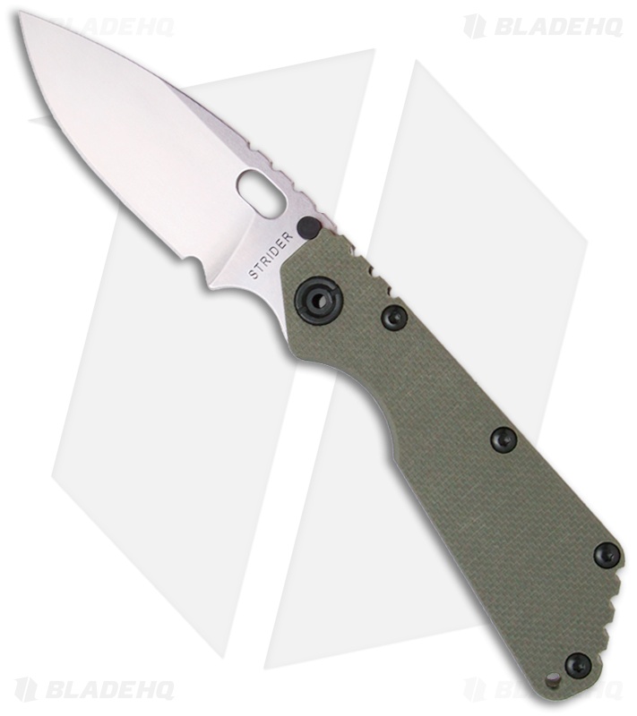 Strider SMF Green G-10 Manual Folding Knife (3.9" Stonewash) - Blade HQ