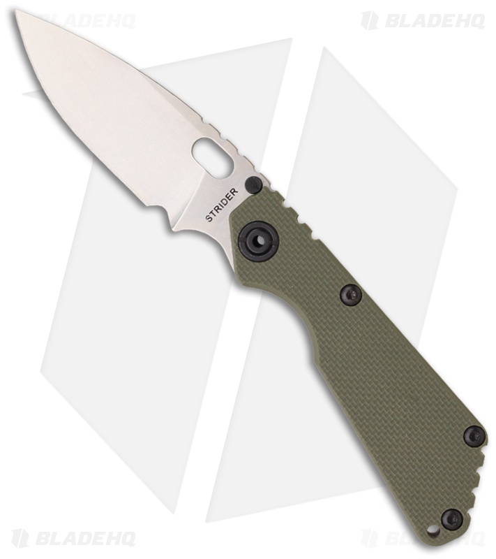 Strider SnG Green G10 w/ Heat Stripe (3.5" Stonewash Plain) - Blade HQ
