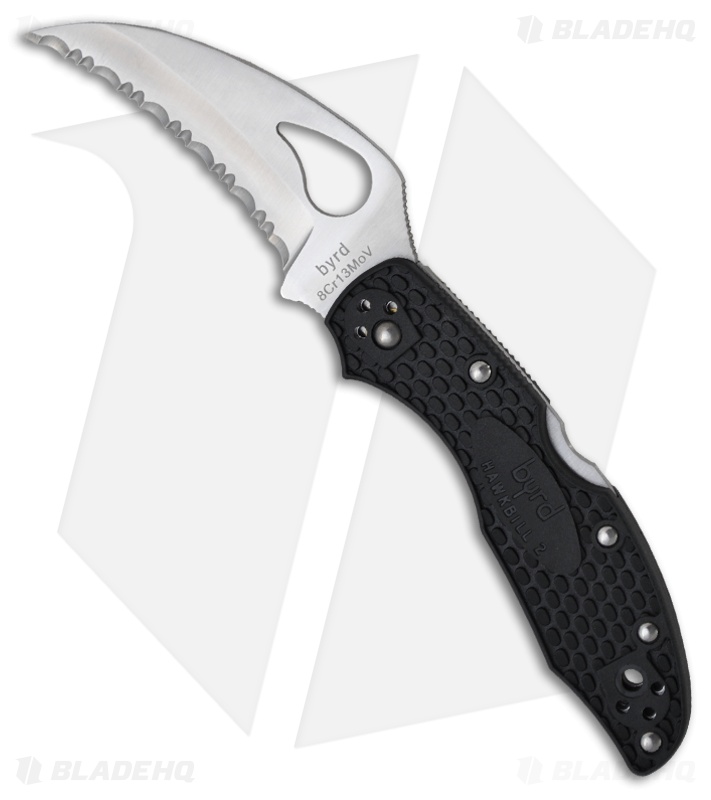 Byrd Hawkbill Lockback Knife FRN (2.875" Satin Serr) BY22SBK - Blade HQ