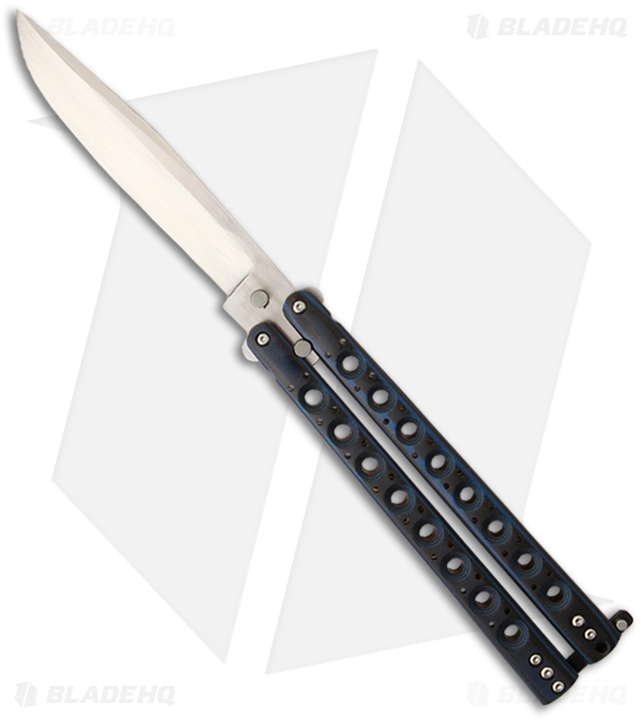 McAhron Custom Balisong Blue/Black G-10 Bowie Butterfly Knife (4.38 ...