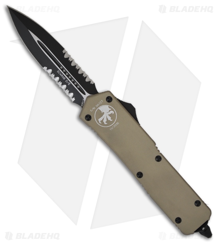 Microtech Scarab OTF Knife Executive Tan Dagger (Two-Tone SER) 109-2TA ...